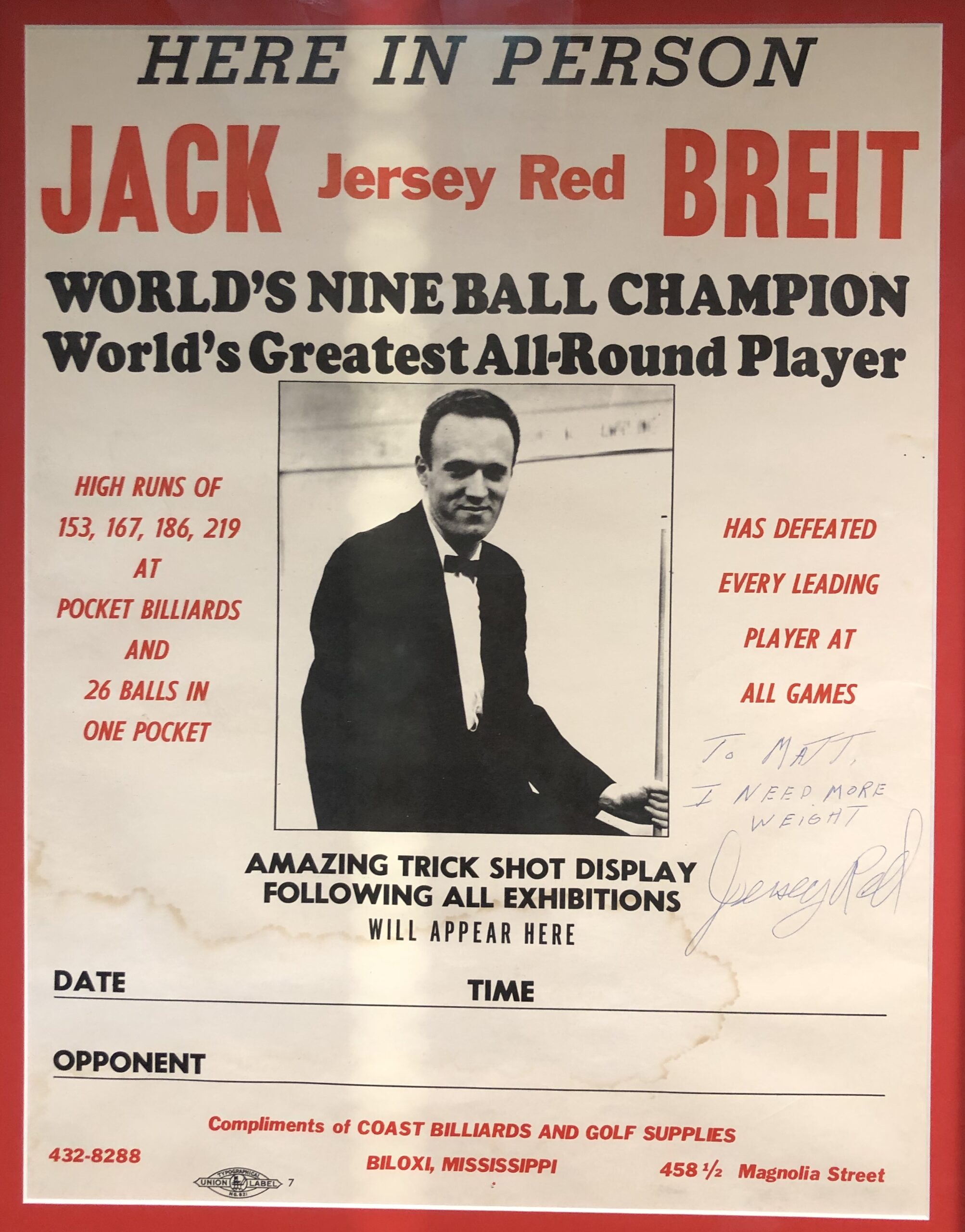 1997: Death of Jack "Jersey Red" Breit - Pool History